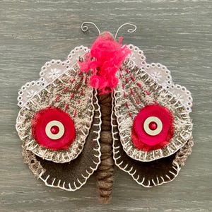 Fabric / Textile Art Moth Brooch Pin / Refrigerator Magnet - Etsy