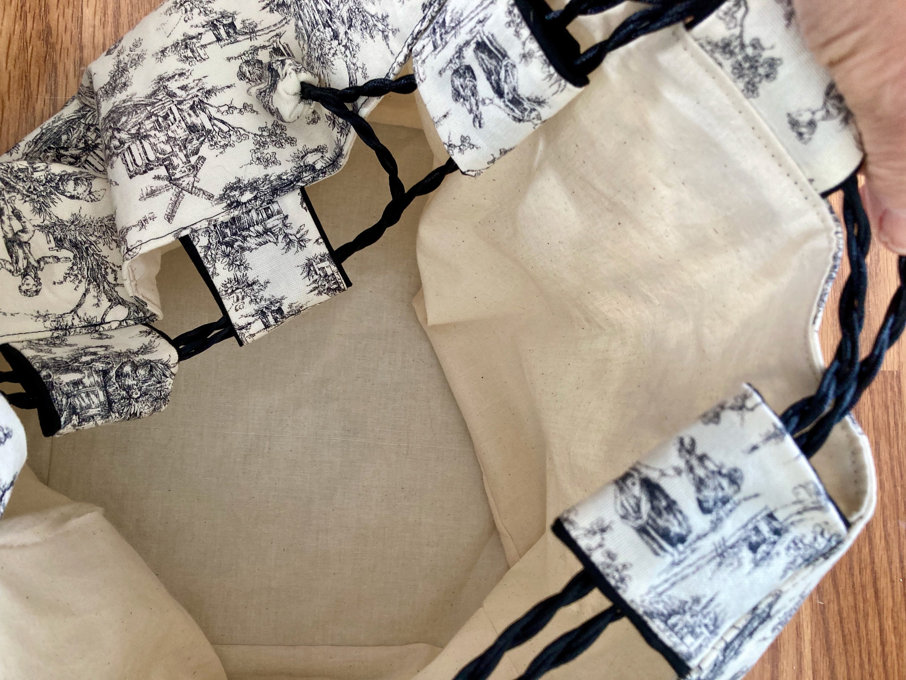 Large Japanese Rice Bag, Colonial Style Toile Countryside Pattern, Tote ...