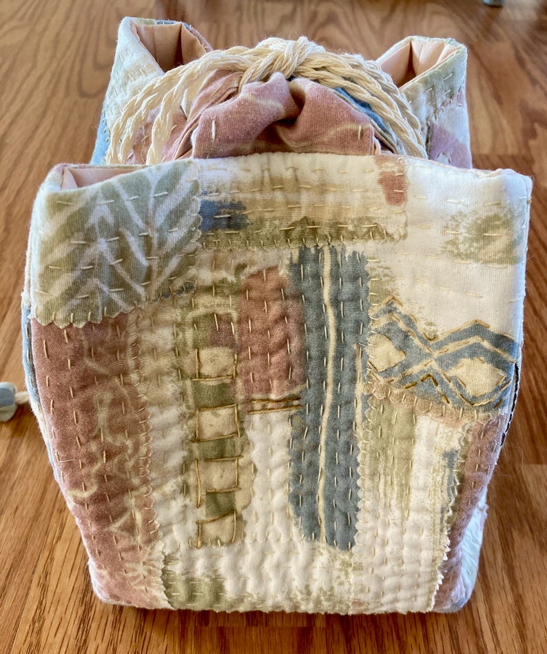 Japanese Rice Bag, Komebukuro Bag, Boro, Sashiko Handbag, Drawstring ...