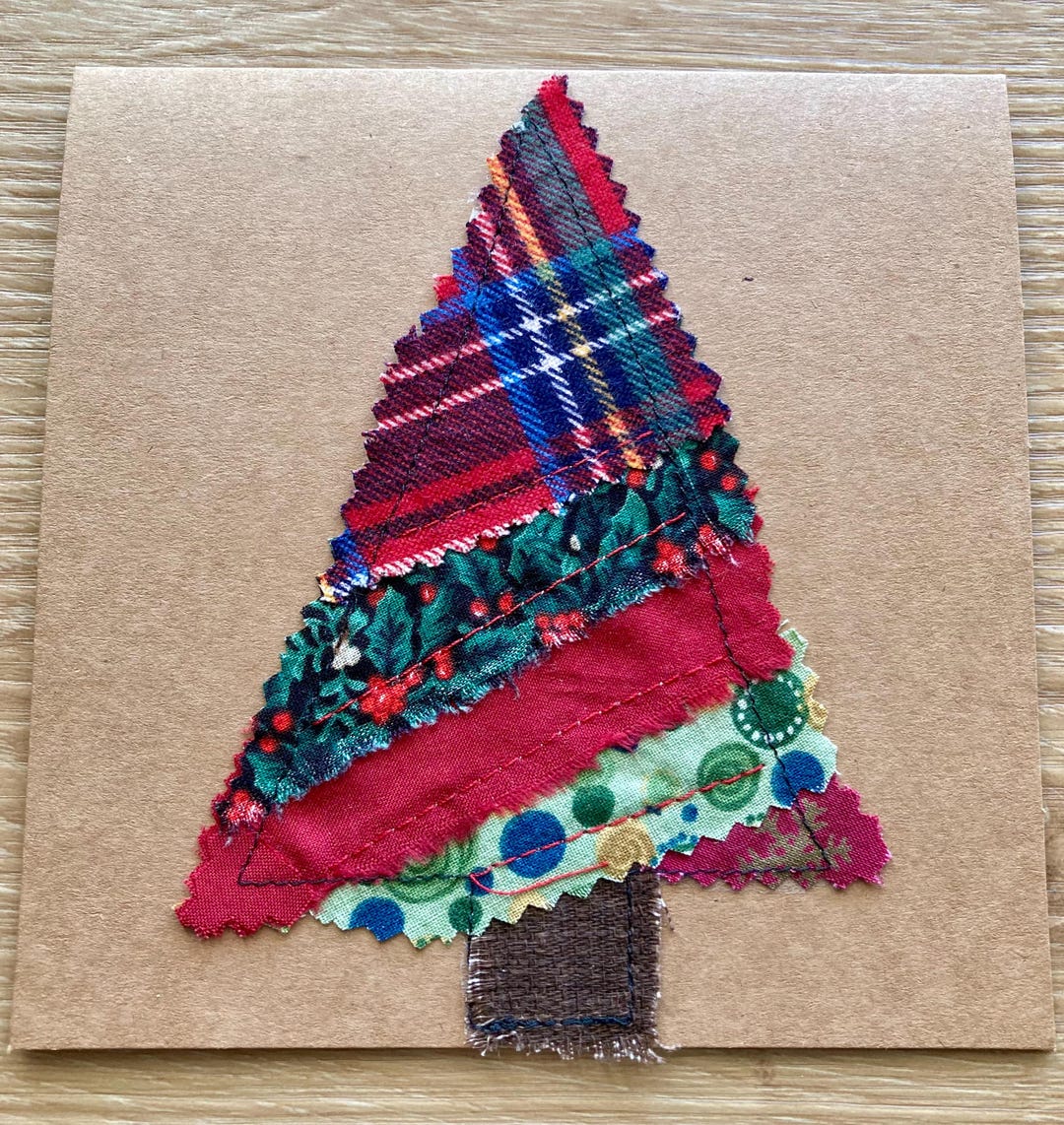 Scrappy Fabric Christmas Card - Etsy