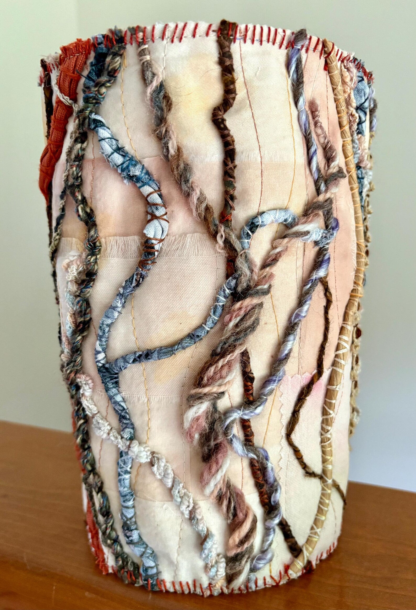 Botanical Fabric Vessel: Hand-stitched Fiber / Textile Art Vase, Earth ...