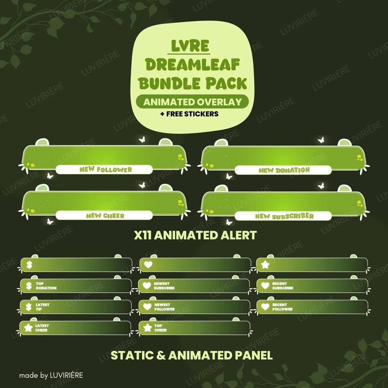 Twitch Animated Overlay Bundle - Dreamleaf Forest Theme (digital ...