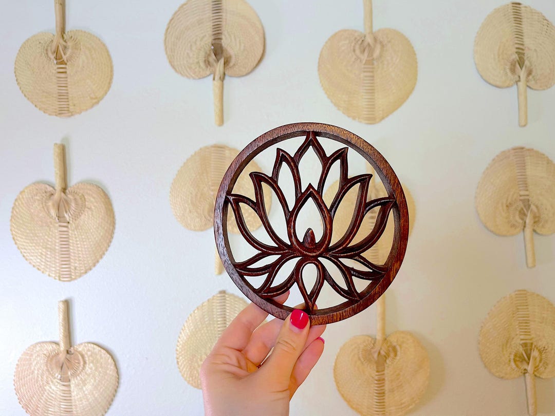 Lotus Wooden Hall Hanging, Hand-carved Lotus, Wooden Lotus, Hand-carved ...