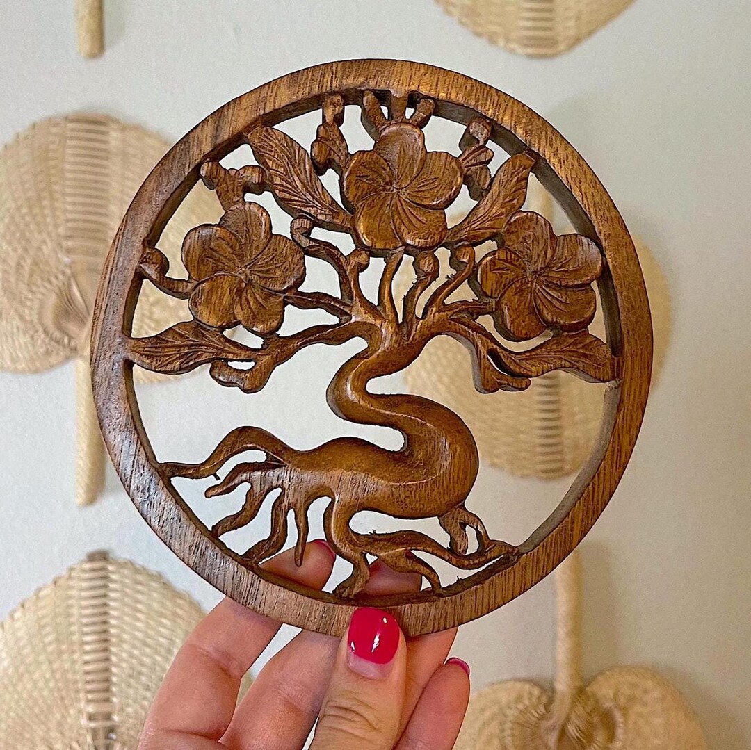 Tree of Life Wooden Hall Hanging, Hand-carved Tree of Life, Wooden Tree ...