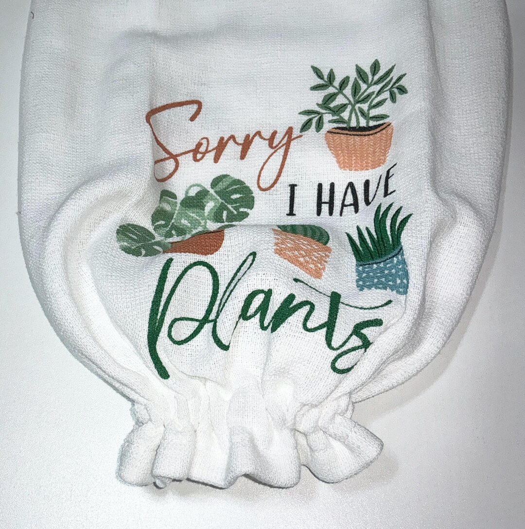 Plant Lover Plastic Bag Holder: Linen Kitchen Towel Storage - Etsy