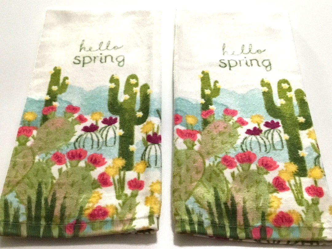 Hello Spring Cactus Plush Cotton Kitchen Towels, Dish Towel, Hand Towel ...