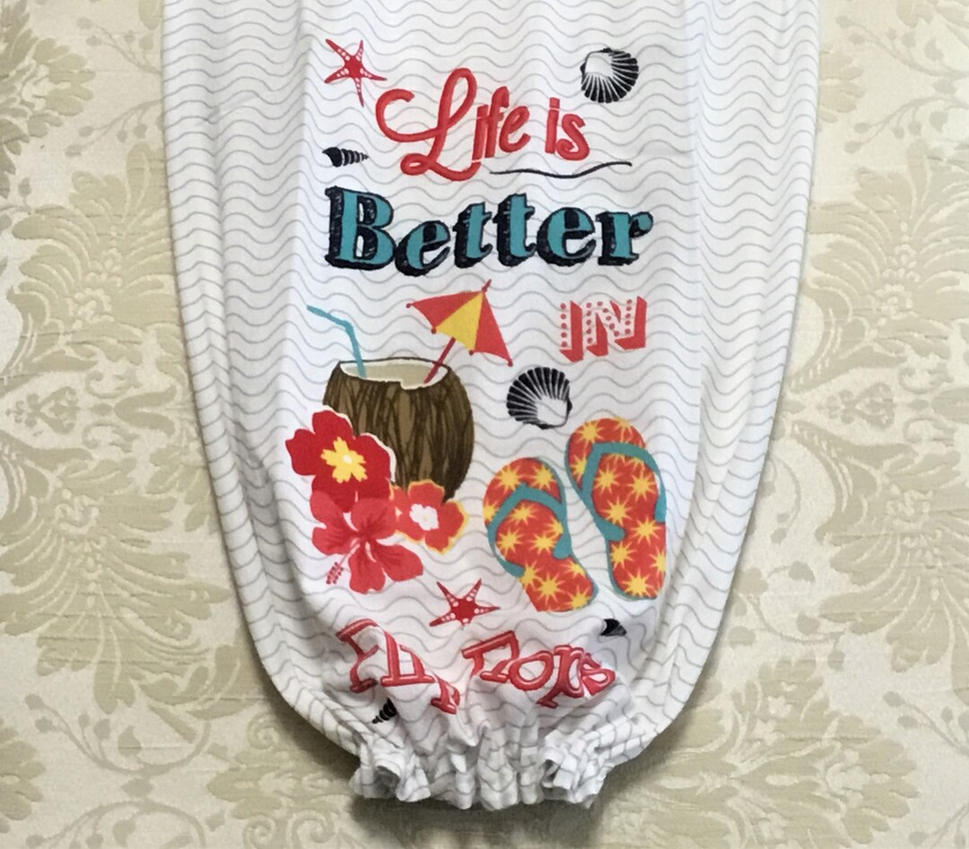 LIFE in FLIP FLOPS Plastic Bag Holder, Sock Sack, Bag Holder, Flip Flop ...