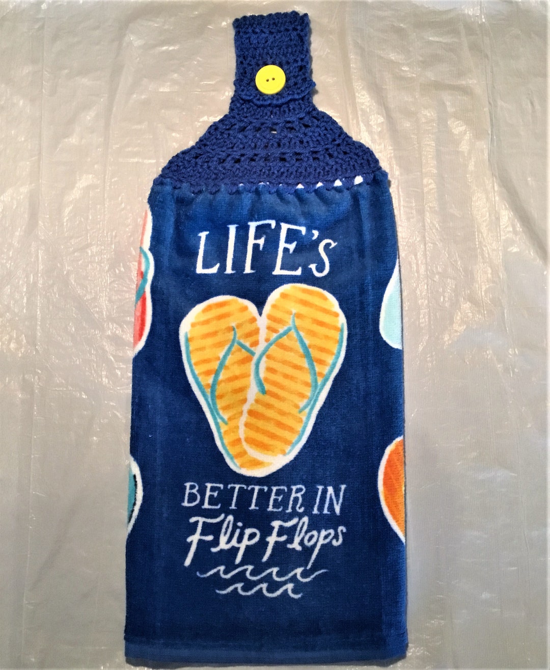 LIFE in FLIP FLOPS Plush Double Layer Hanging Crochet Towel, Flip Flop ...