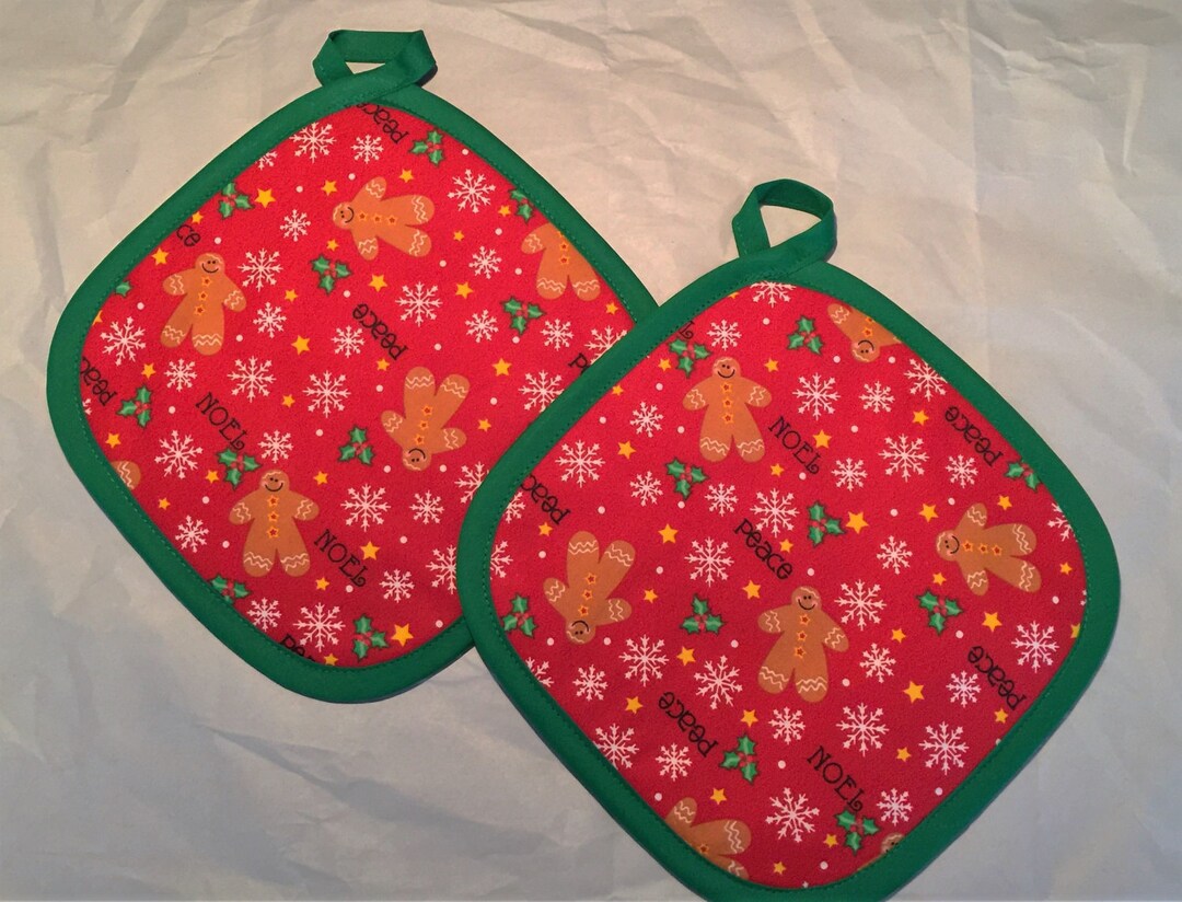 GINGERBREAD POT HOLDER Set of 2 for Kitchen, Cooking, Housewarming ...