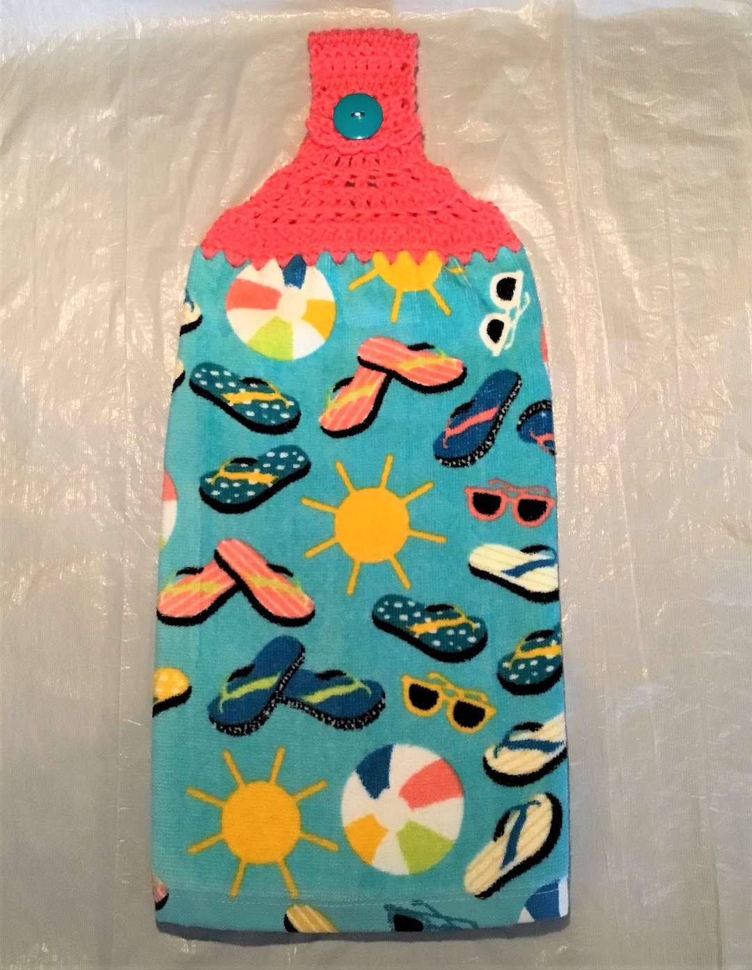 FLIP FLOPS, SUNGLASSES, Beach Balls Plush Double Layer Hanging Crochet ...