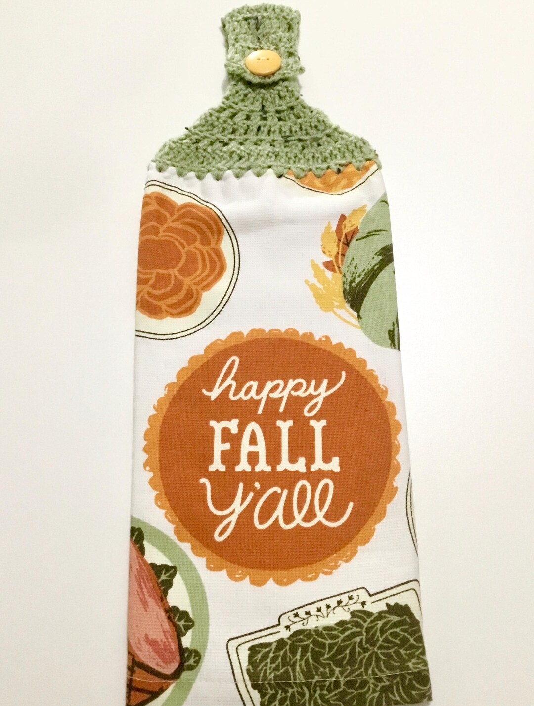 Happy Fall Y’all Ham Dinner Thick Double Layer Hanging Crochet Towel ...