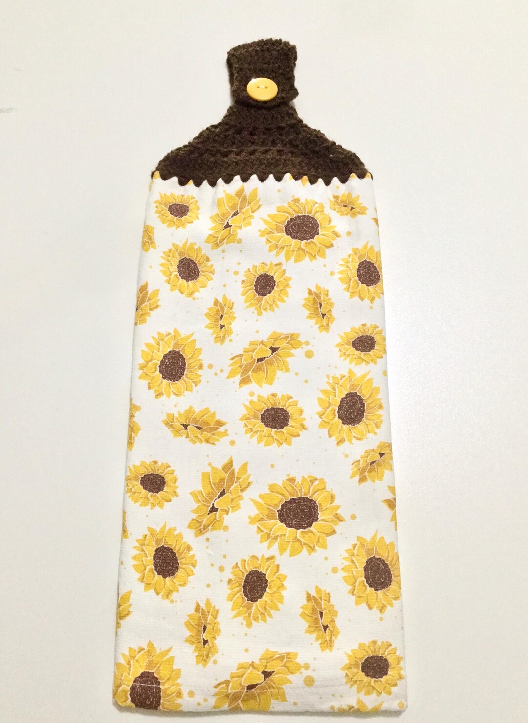 Sunflowers All Over Thick Double Layer Hanging Crochet Towel, Sunflower ...