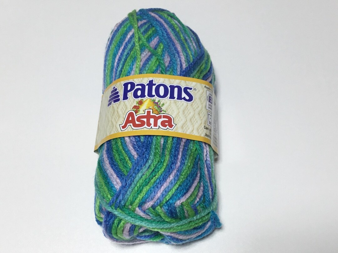 Discontinued Patons Astra Yarn: Variegated Acrylic, Blue Green Pink, #3 ...