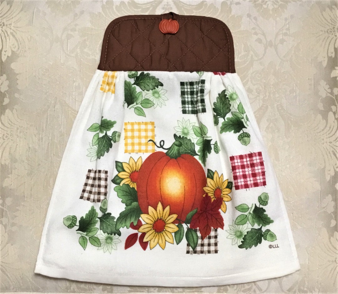 PUMPKIN AND SUNFLOWERS Double Layer Hanging Decorative Towel, Oven Door ...