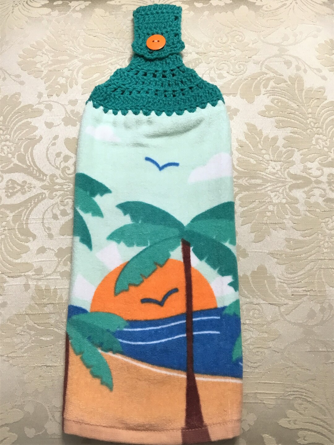 Sunset Beach Plush Crochet Hanging Towel: Kitchen Decor Gift - Etsy