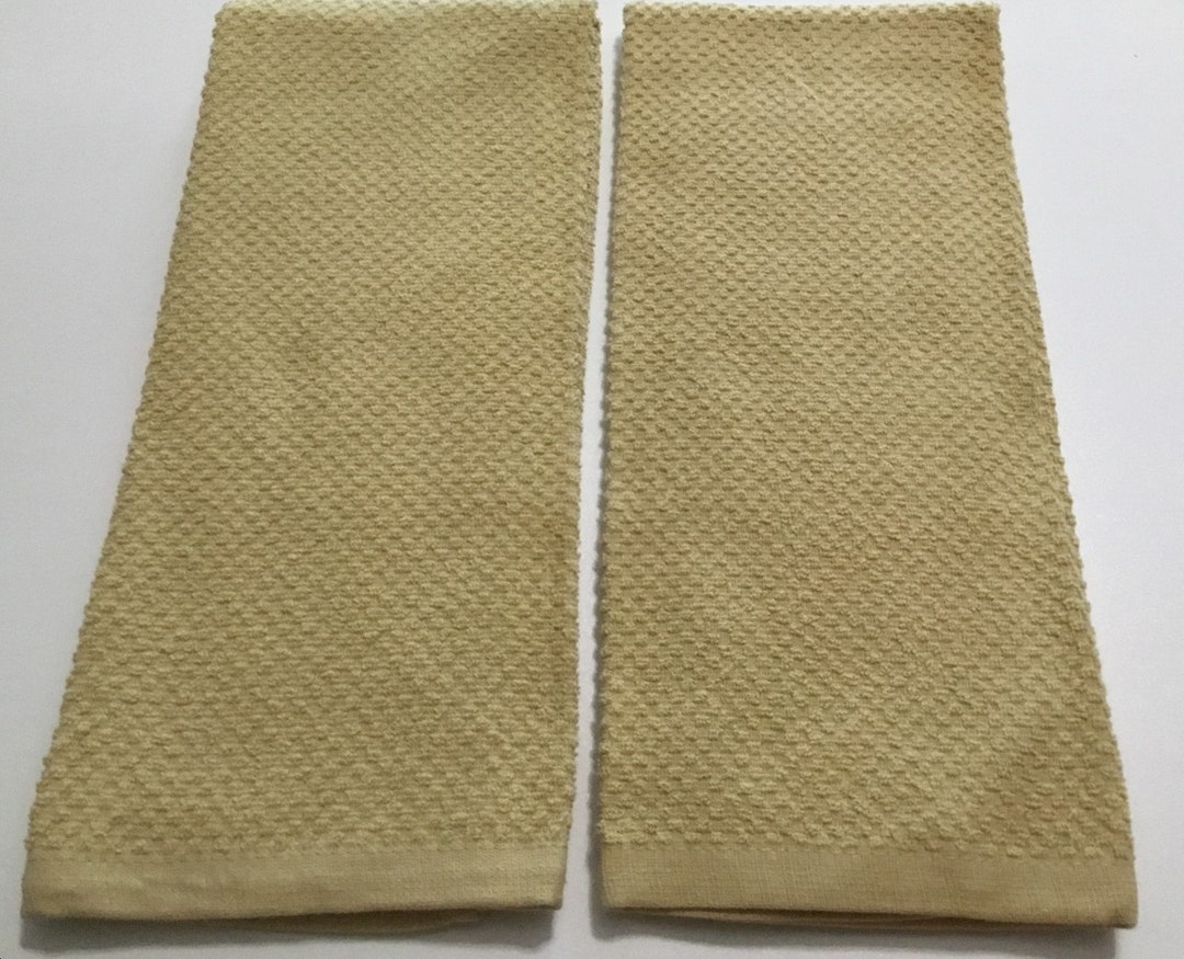Golden Tan Set of 2 Thick Cotton Kitchen Towels, Dish Towel, Hand Towel ...