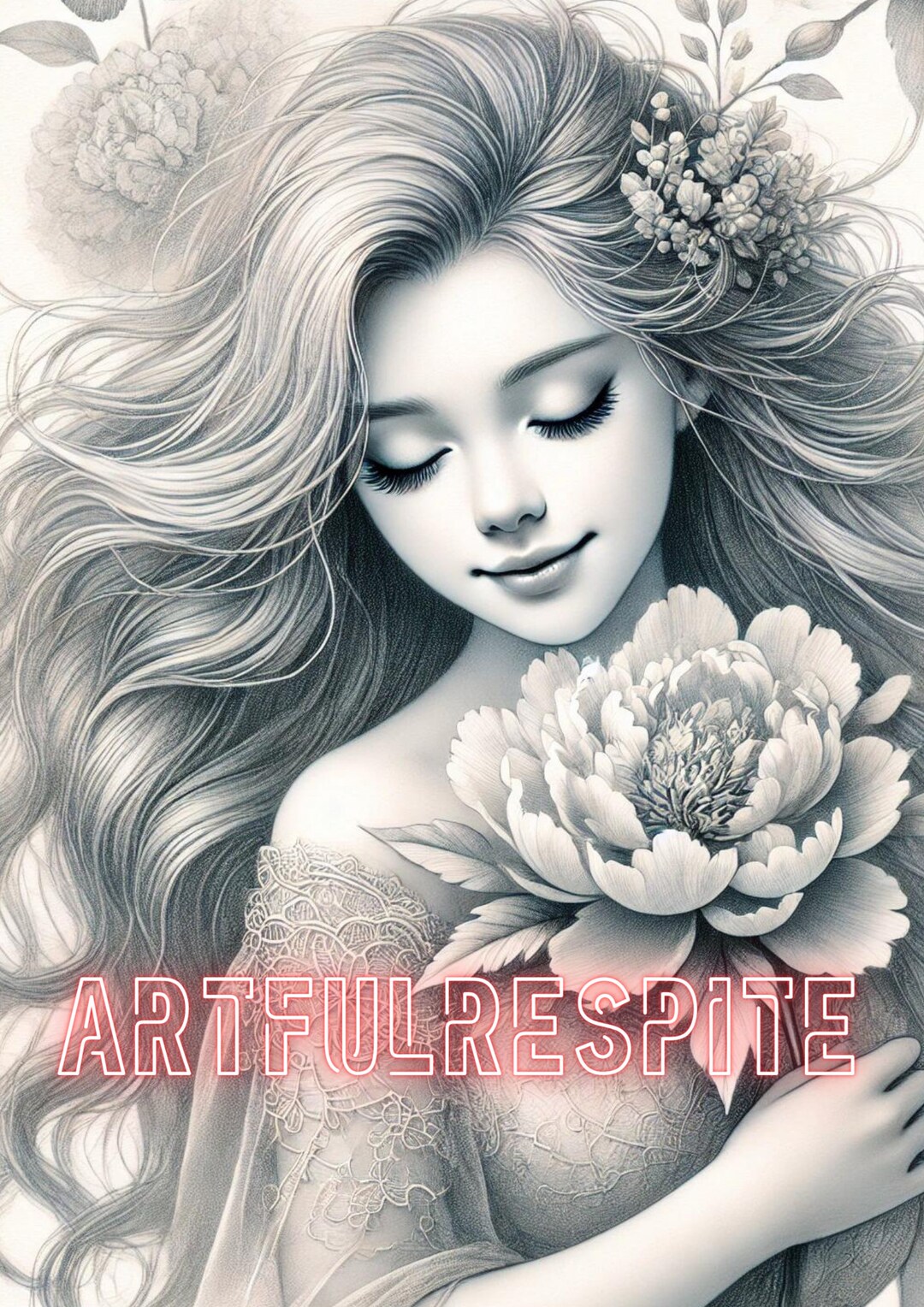 Printable Adult Colouring Page Grace - Etsy