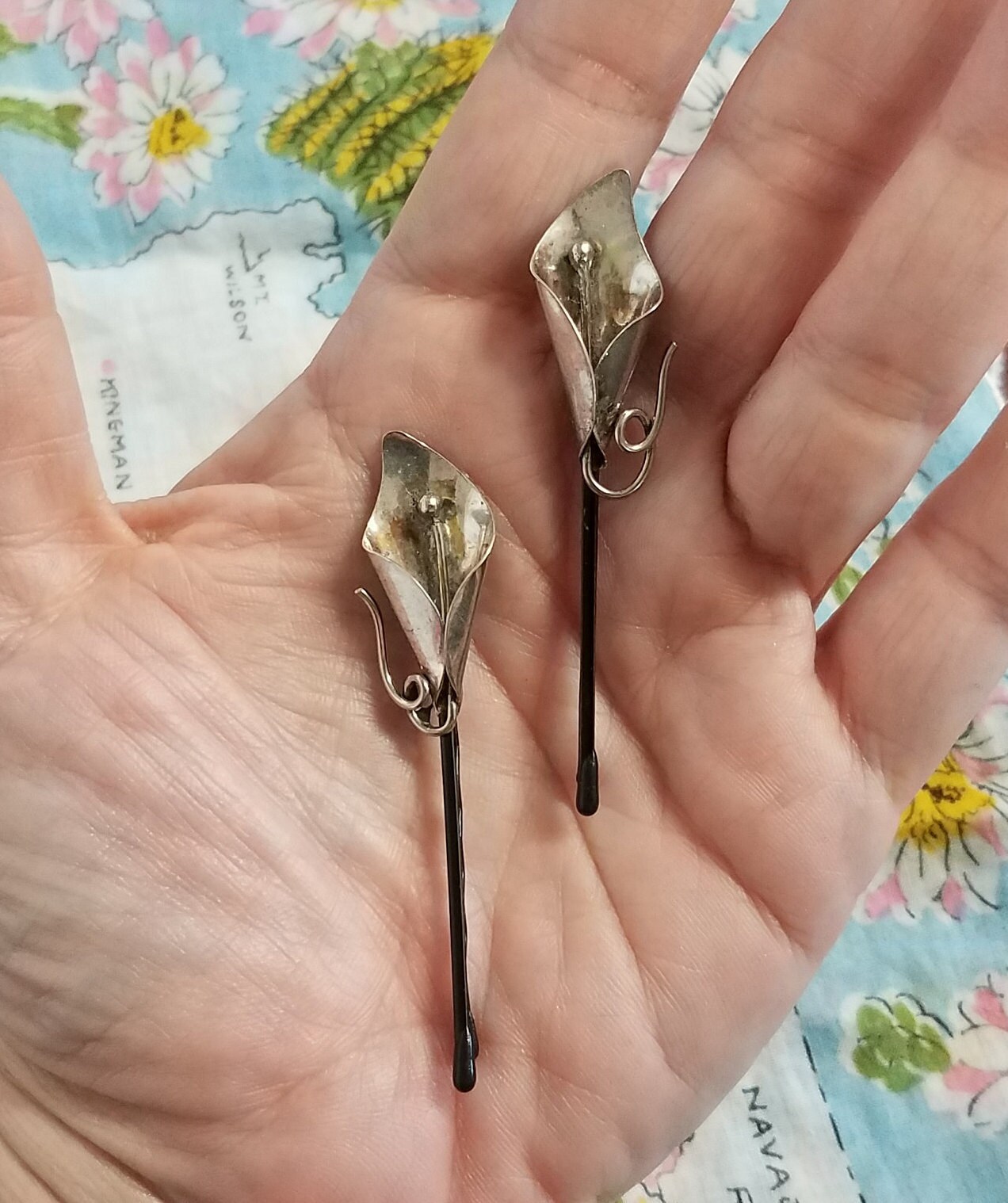 Vintage Sterling Silver Stuart Nye Calla Lily Hairpin (hair Pin, Bobby ...