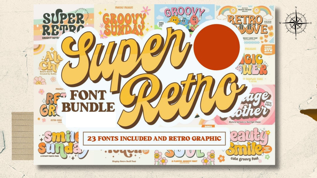 Super Retro Font and Graphics Bundle, Display Font, Cricut Font ...