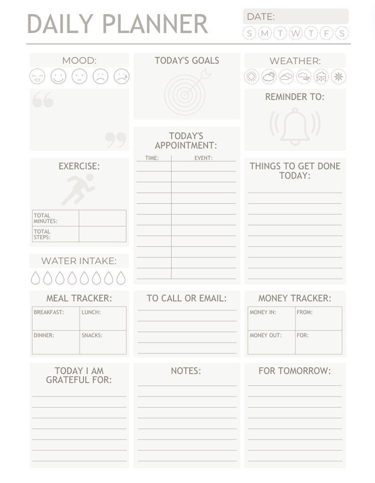 Customizable & Printable Daily Planner Digital Print - Etsy