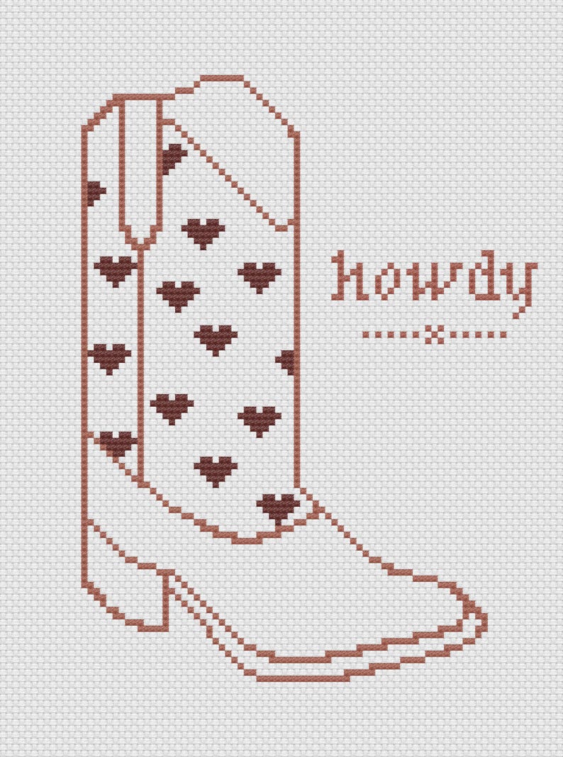 Yeehaw Cowboy Boot Cross Stitch Pattern | Digital Download PDF | Rose ...