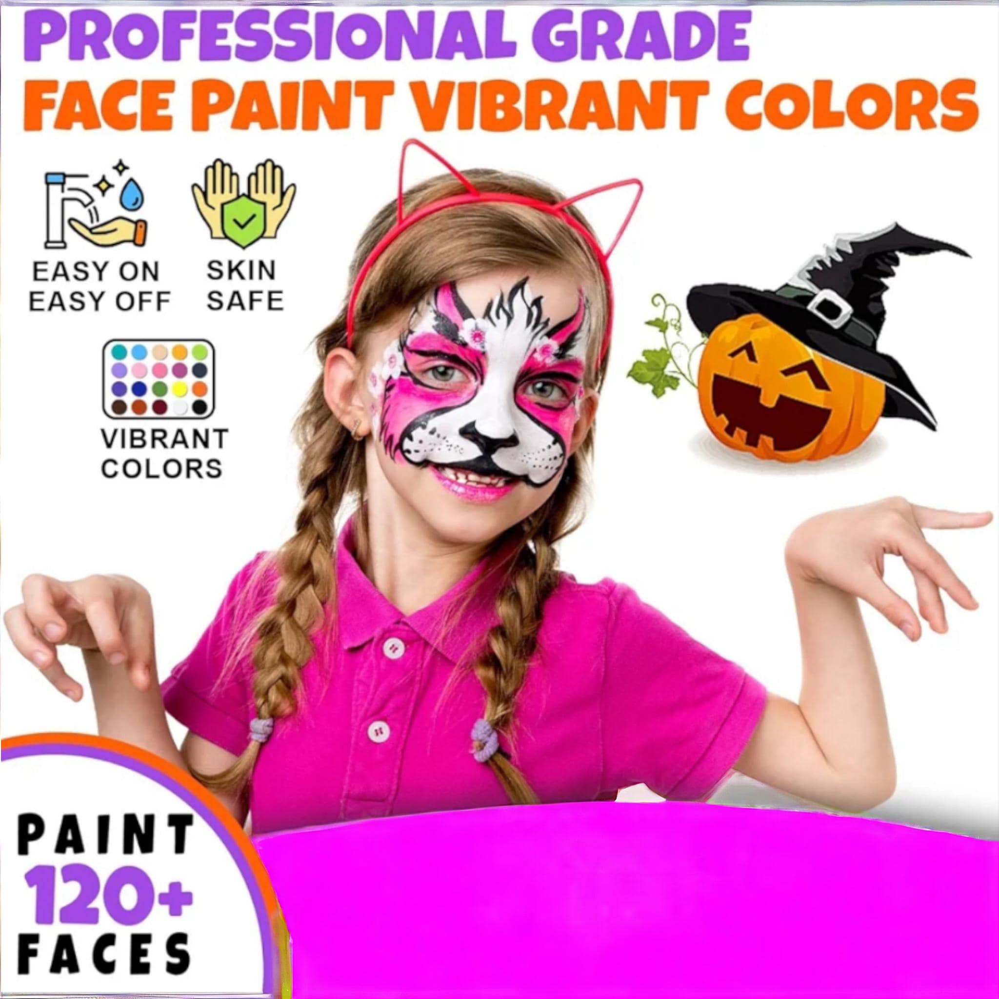 Kids Face Painting Kit – 24 Non-toxic Water-based Colors With Stencils ...