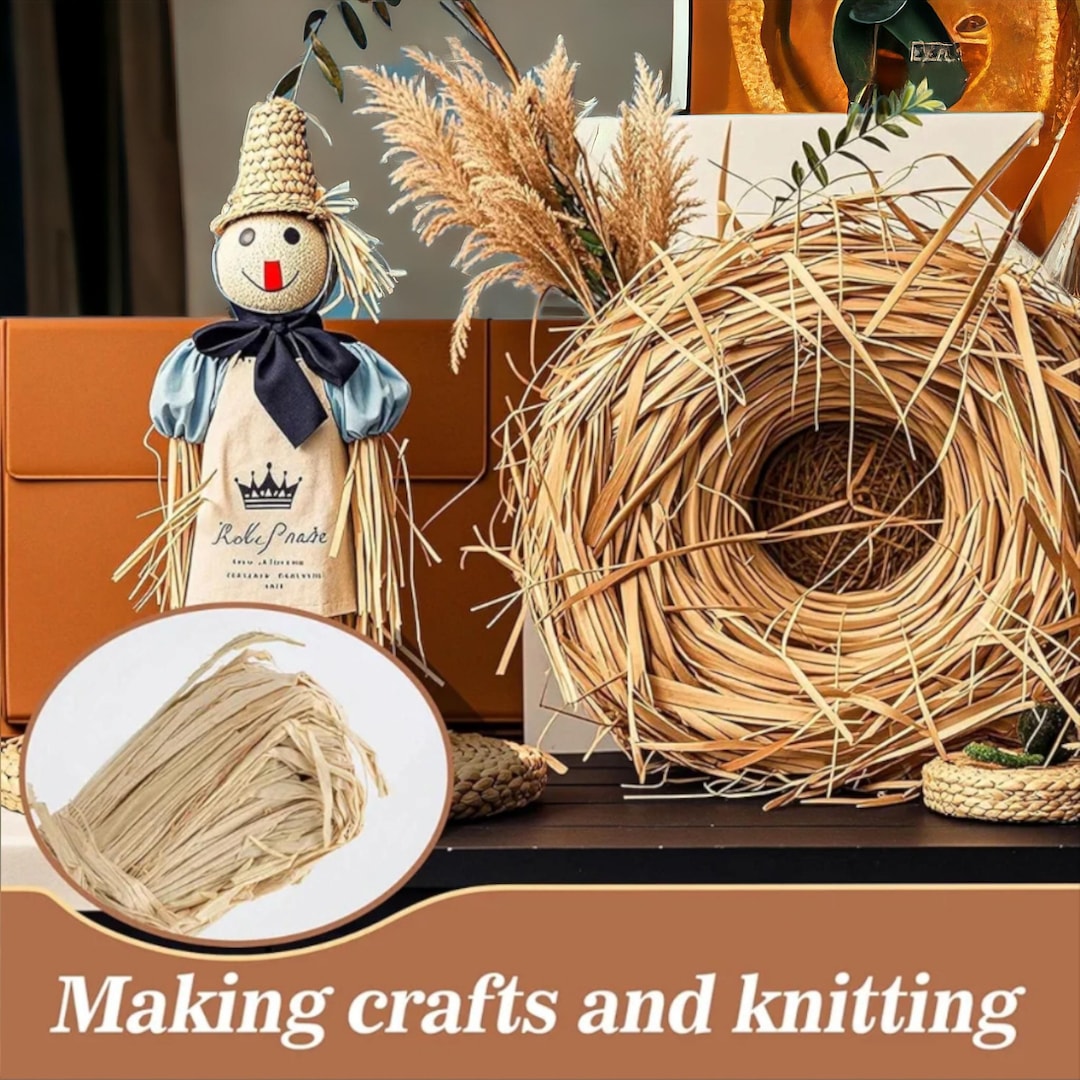 Natural Raffia Ribbon for Crafts – 6PCS Raffia Straw for Florist ...