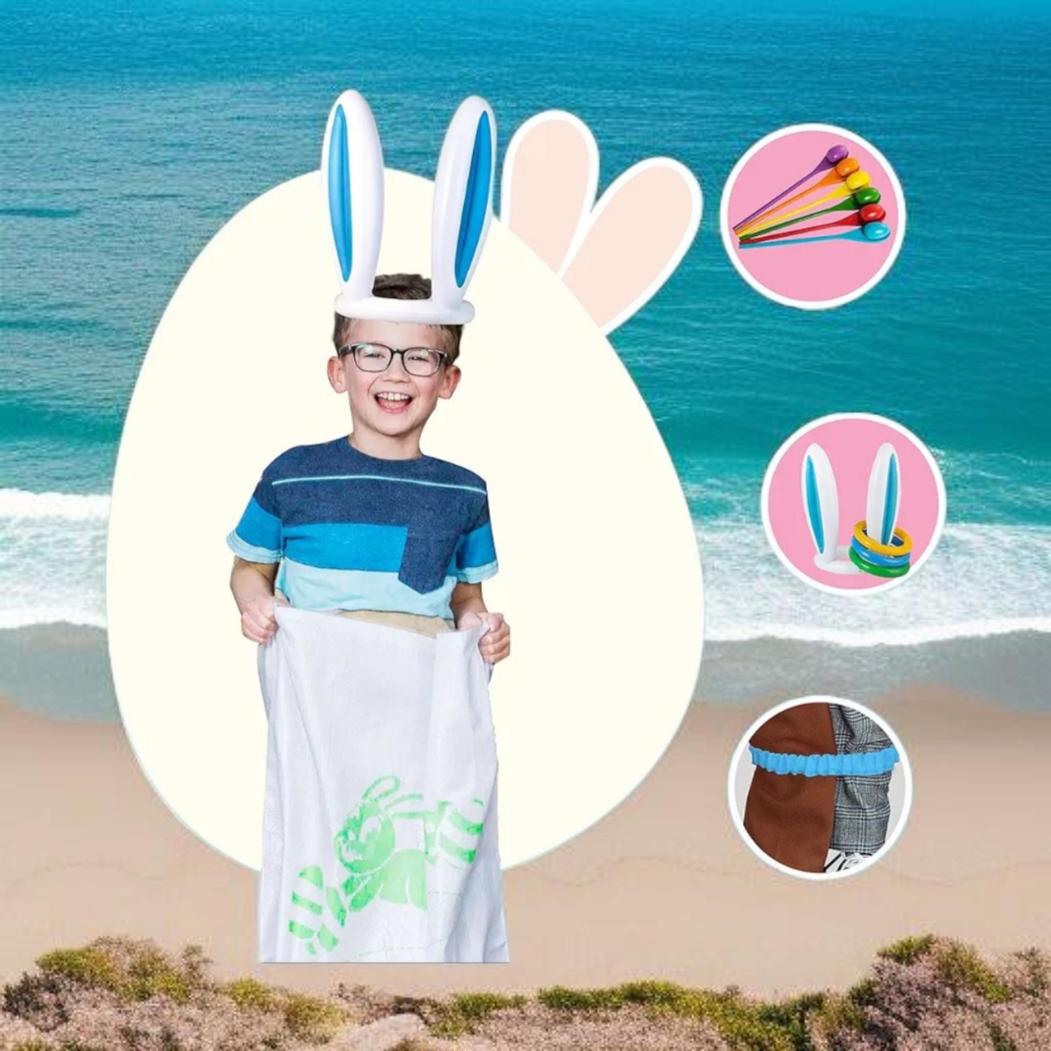 Easter Party Outdoor Game Set – 6 Player Potato Sack Race Bags, Spoon ...