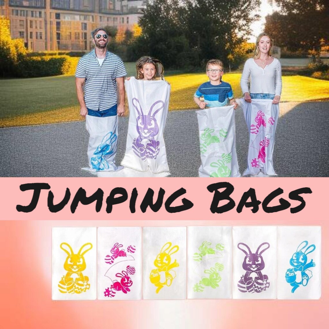 Easter Party Outdoor Game Set – 6 Player Potato Sack Race Bags, Spoon ...