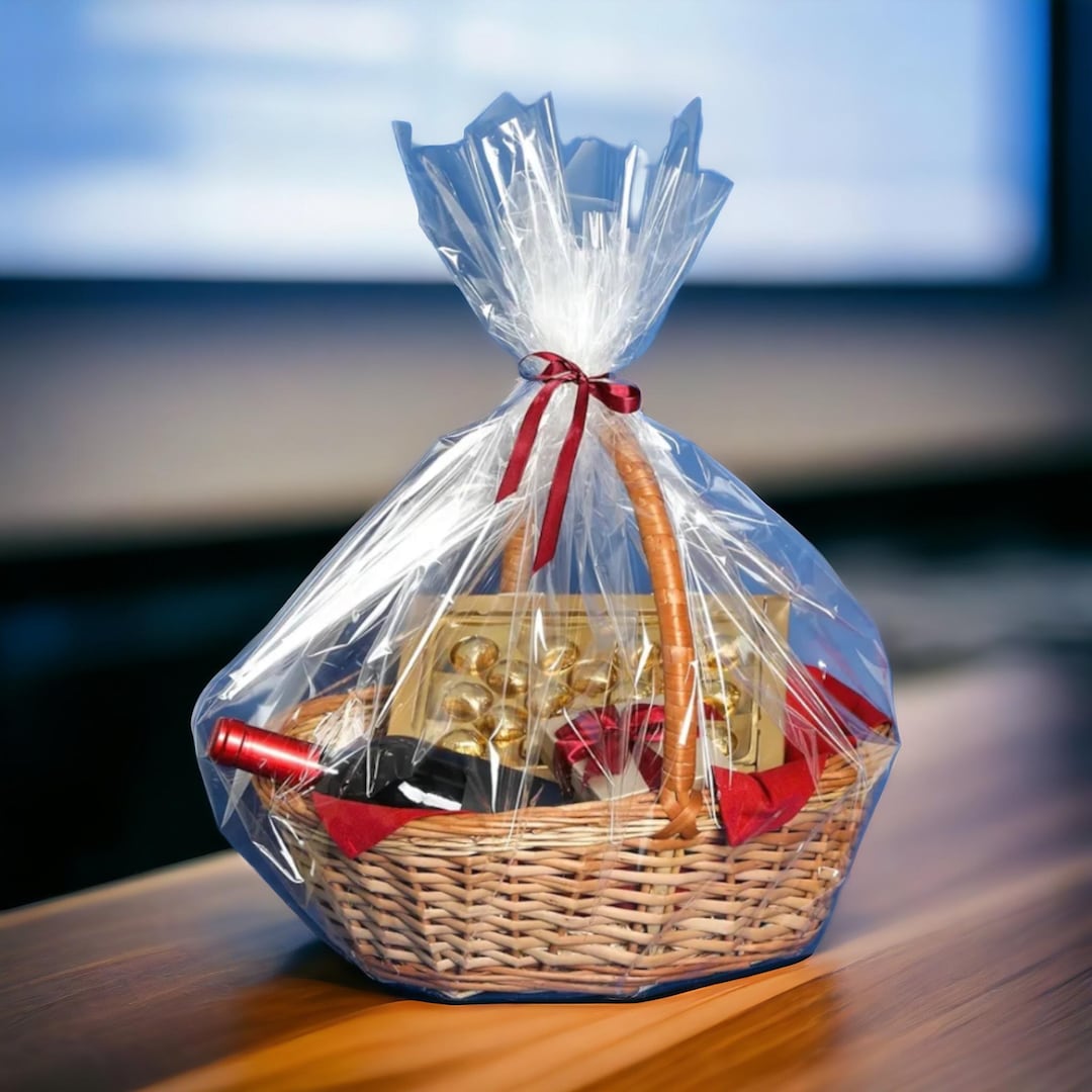 Clear Cello Bags for Gift Baskets - 30x40 Inch Large Cellophane Wrap ...