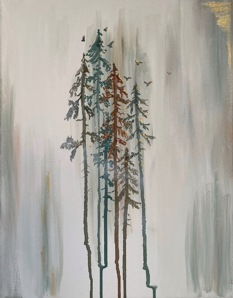Abstract Tree Acrylic Painting: Contemporary Forest Art (30x40cm) - Etsy