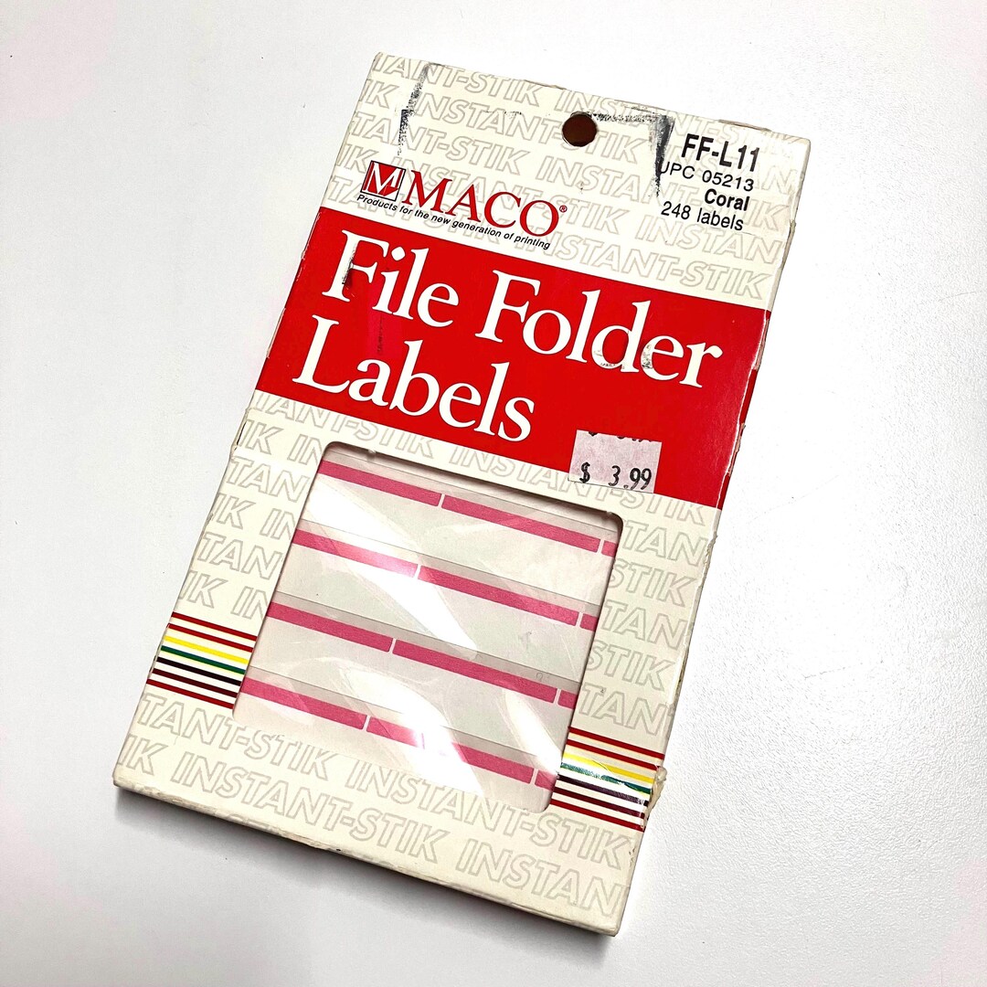 Vintage Coral MACO File Folder Labels - Etsy