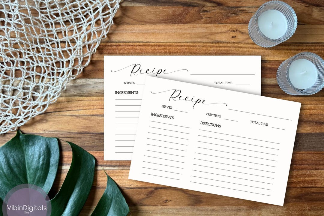 EDITABLE Recipe Card Template, Minimalist Recipe Card, Diy Recipe Card ...