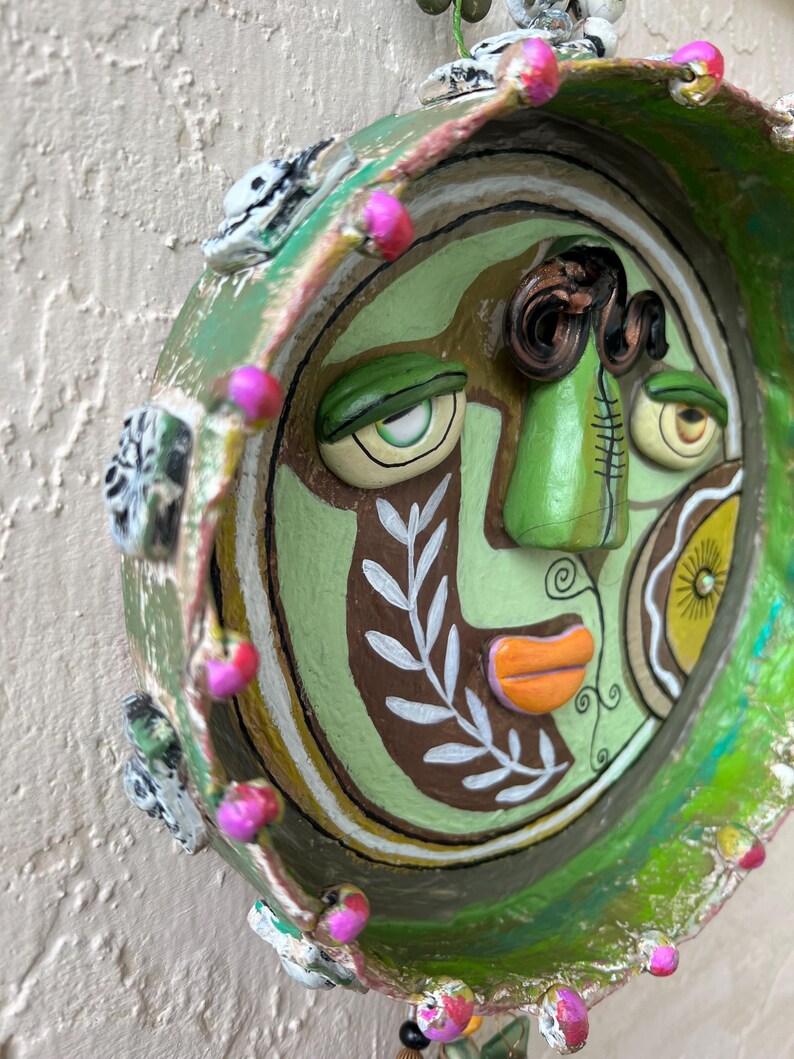Snake Charmer - Mask in a Paper Mache Bowl With Polymer Clay Features ...