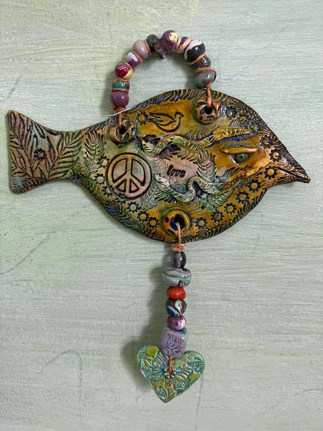 Bird With Love and Peace - Polymer Clay Wall Art Home Decor - Etsy