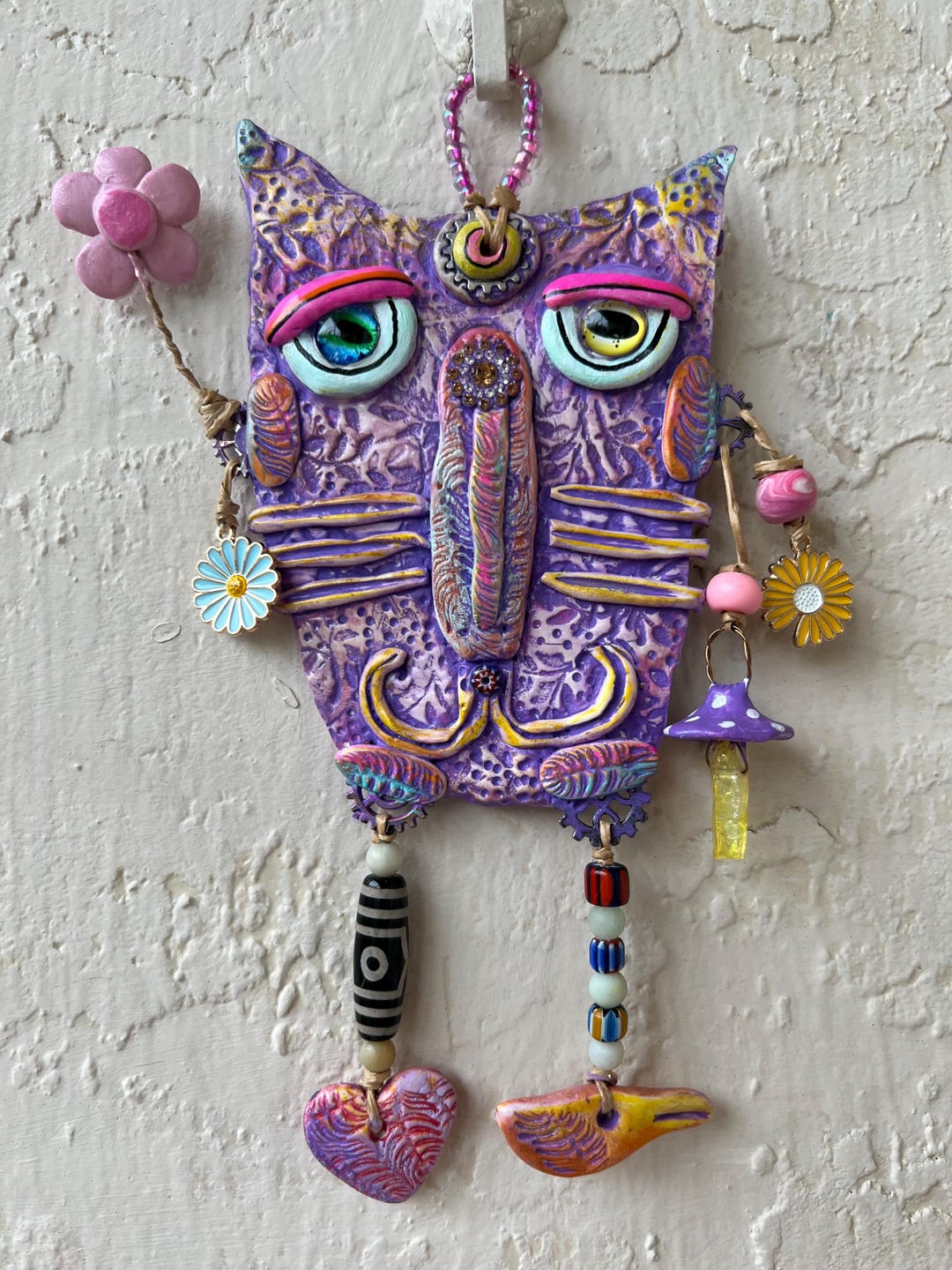 Crazy Cat Polymer Clay Wall Art With Inclusions. - Etsy
