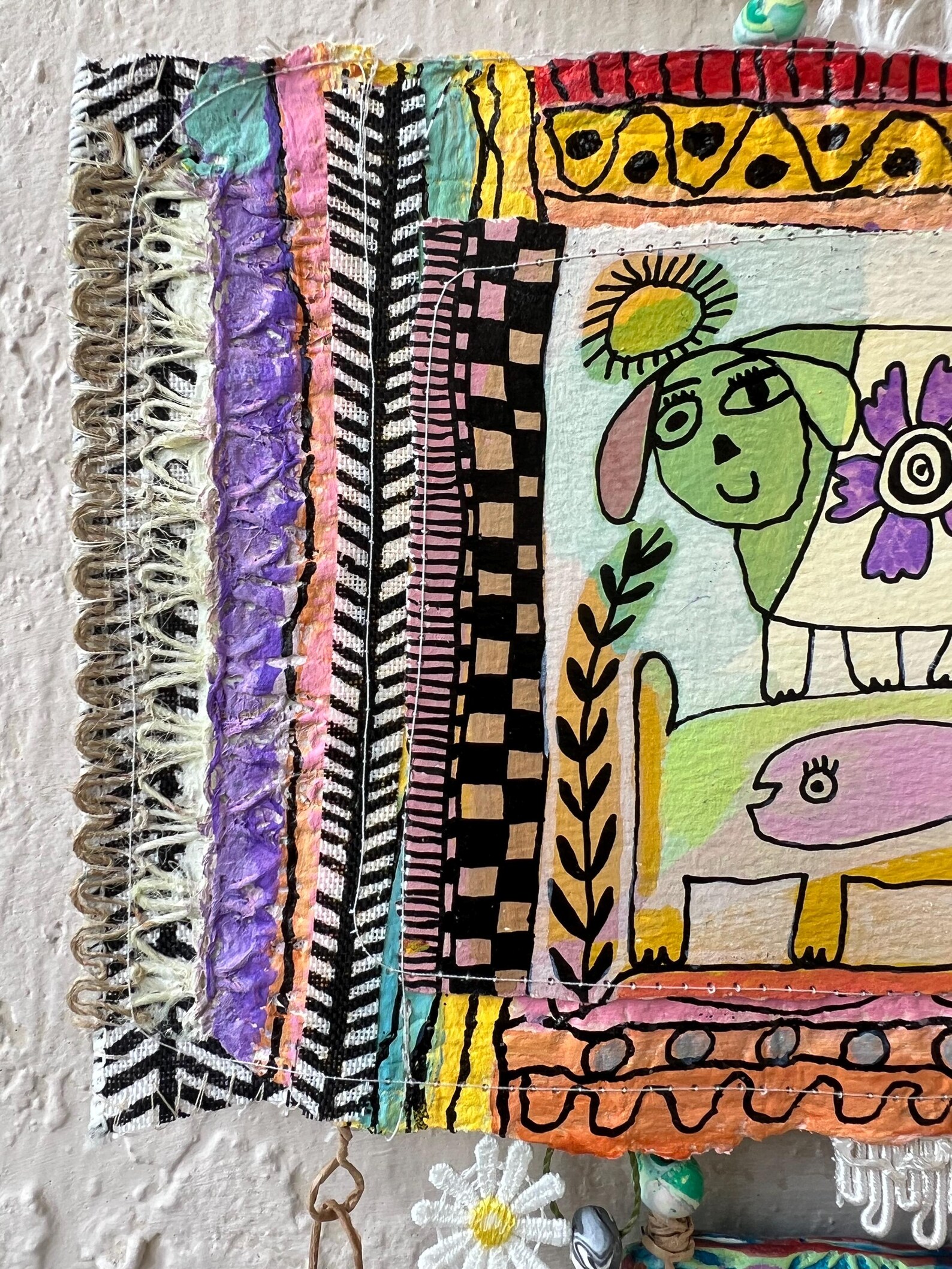 Folk Art Painting: Mixed Media Collage on Handmade Paper - Etsy