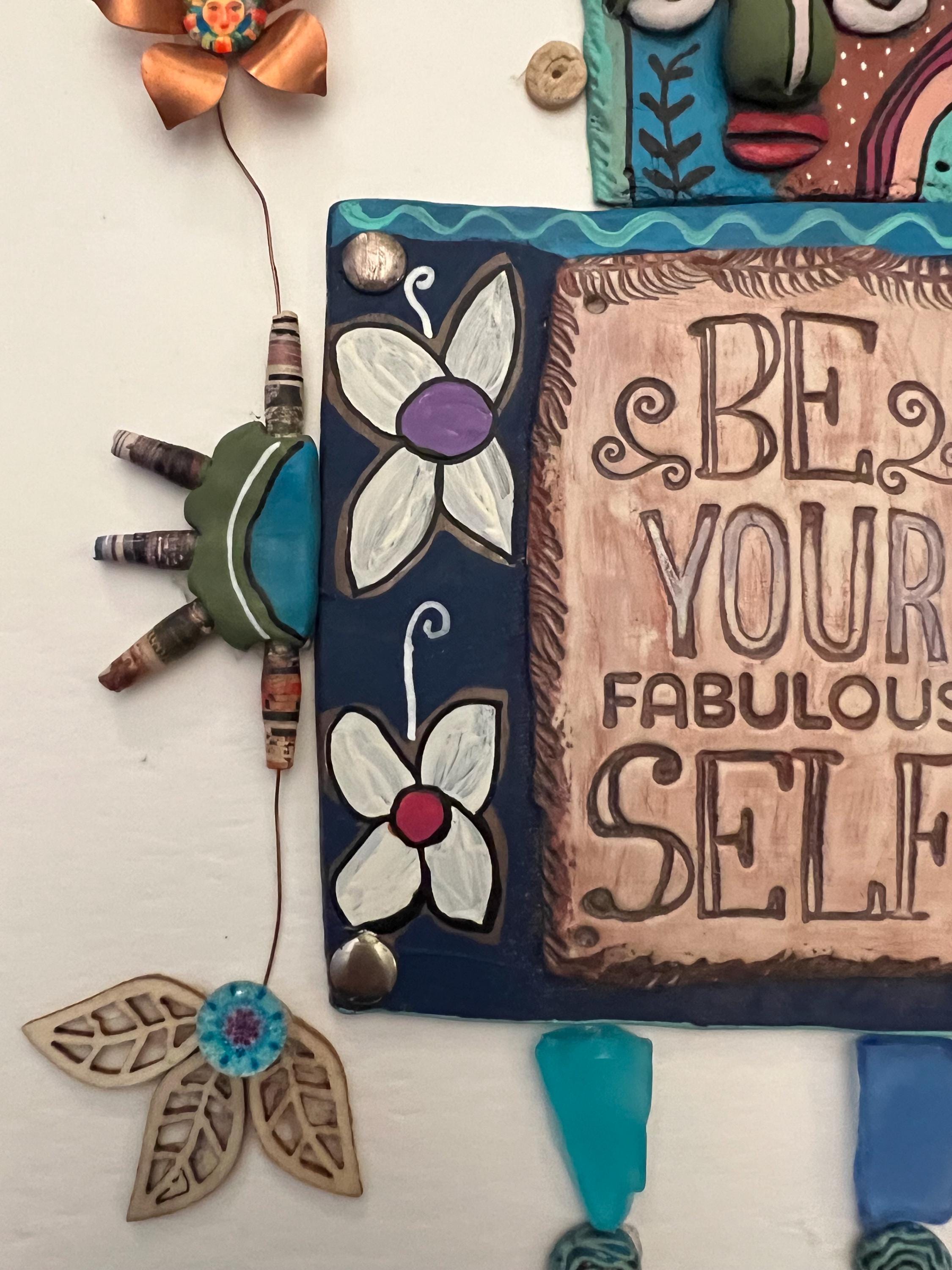 Be Your Fabulous Self - Framed Polymer Clay Art in Wood Shadow Box ...