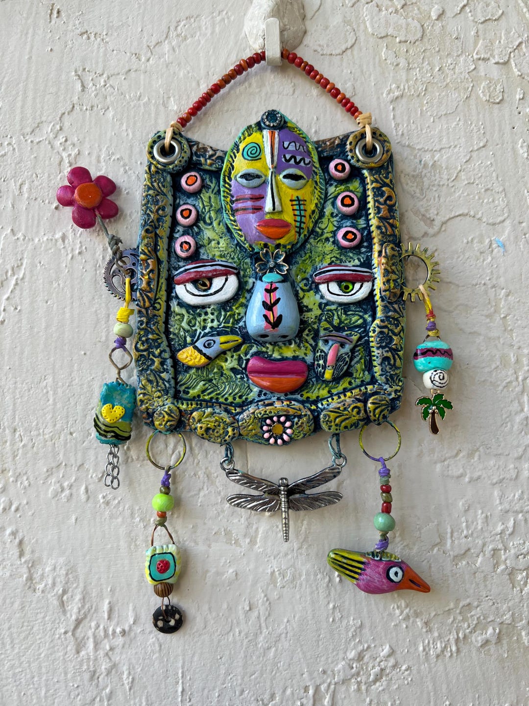 Mask Head Spirit Guide-polymer Clay With Inclusions. - Etsy