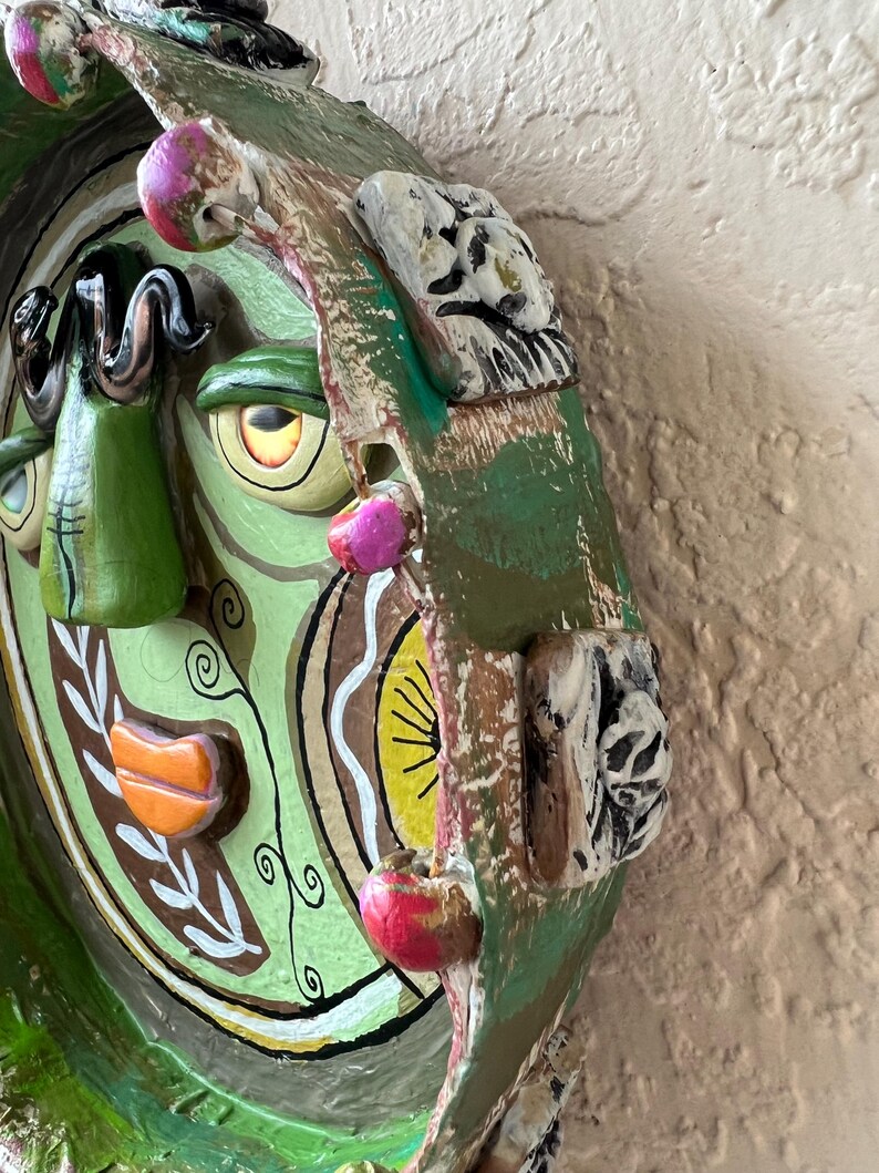 Snake Charmer - Mask in a Paper Mache Bowl With Polymer Clay Features ...