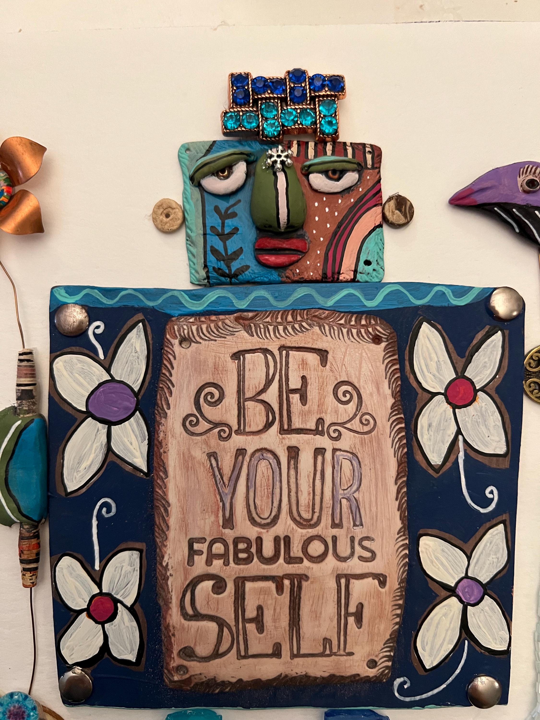 Be Your Fabulous Self - Framed Polymer Clay Art in Wood Shadow Box ...