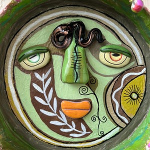 Snake Charmer - Mask in a Paper Mache Bowl With Polymer Clay Features ...
