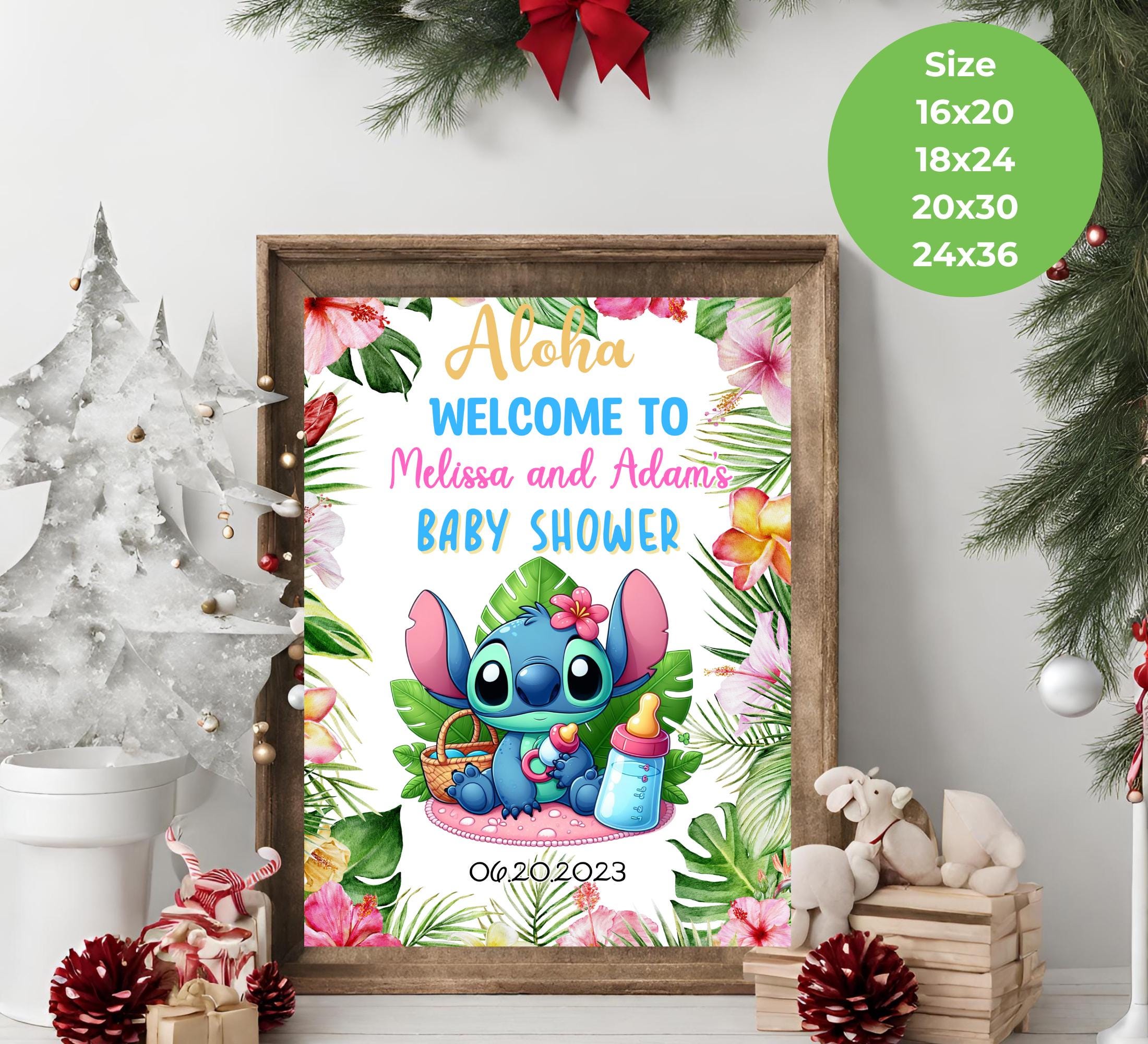 Stitch Aloha Tropical Baby Shower Welcome Sign,stitch Lilo Ohana Hawaii ...