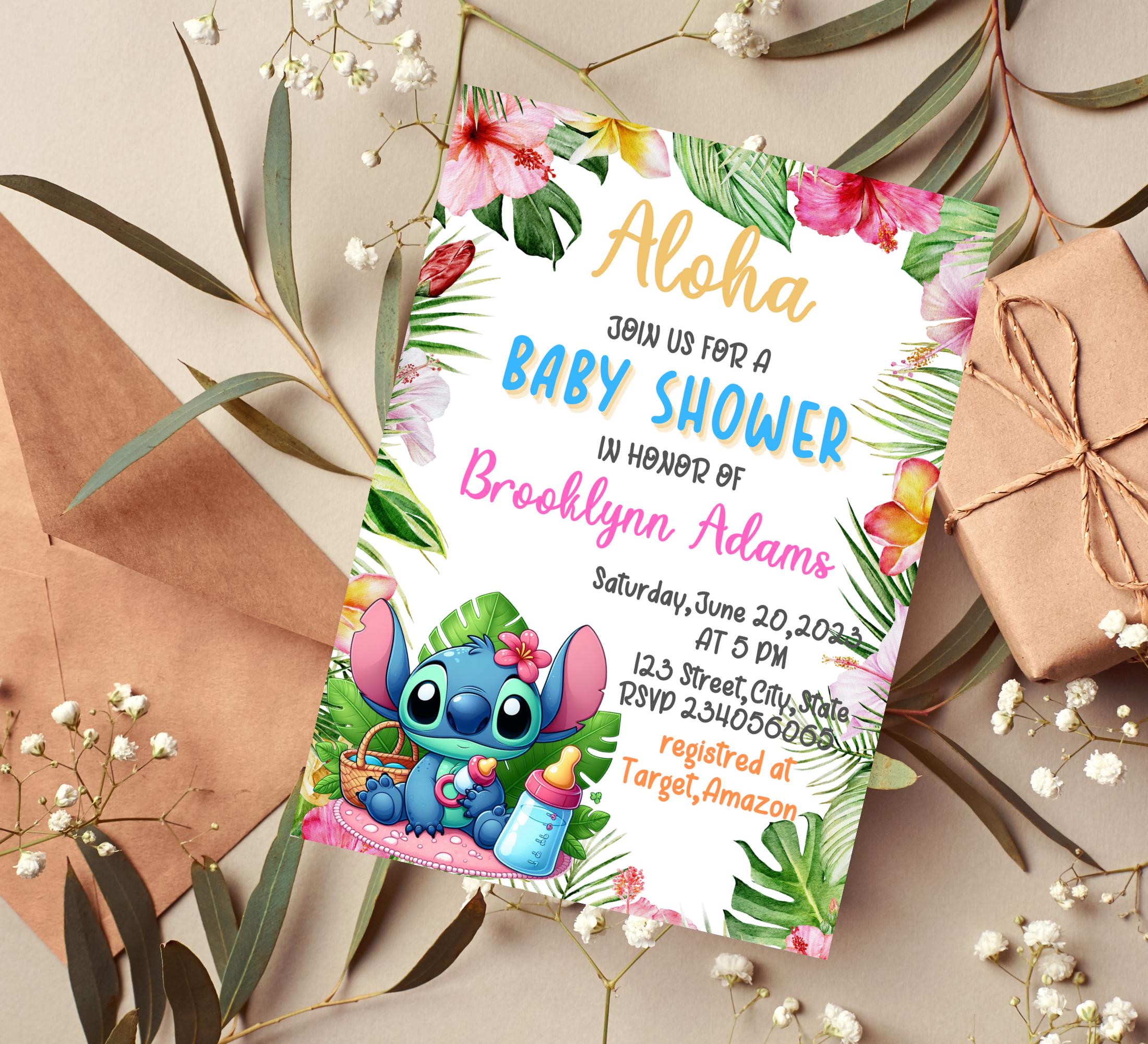 Stitch Aloha Baby Shower Invitation, Digital and Printable Invite, Lilo ...