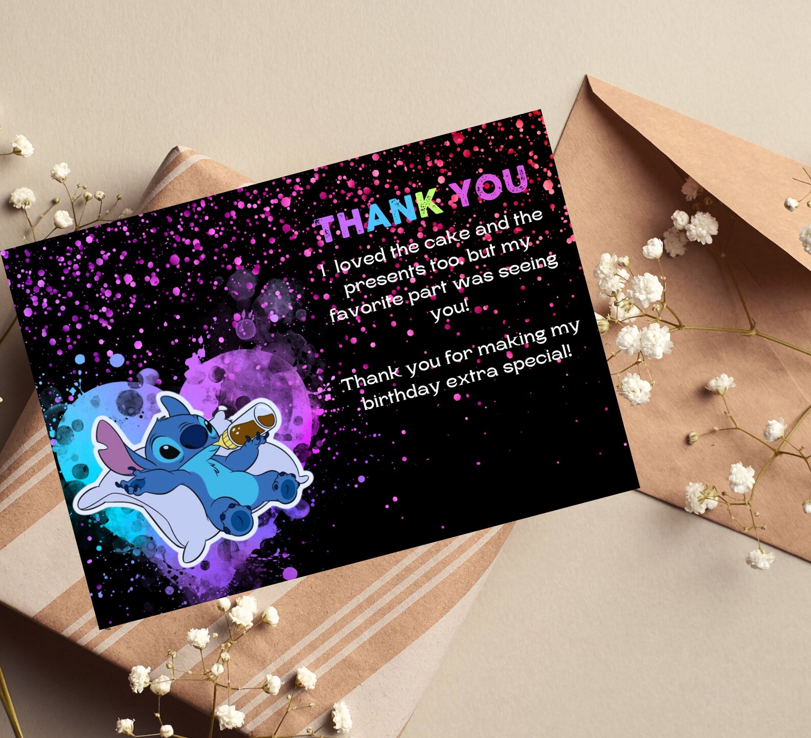 Stitch Sleepover Birthday Invitation | Stitch Neon Slumber Party ...