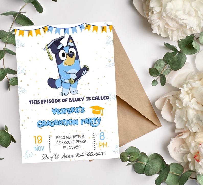 Graduation Party Invitation, Blue-y Grad Party Invite Class, Digital ...