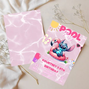 Stitch Pool Birthday Invitation | Stitch Waterslide Party Invitation ...