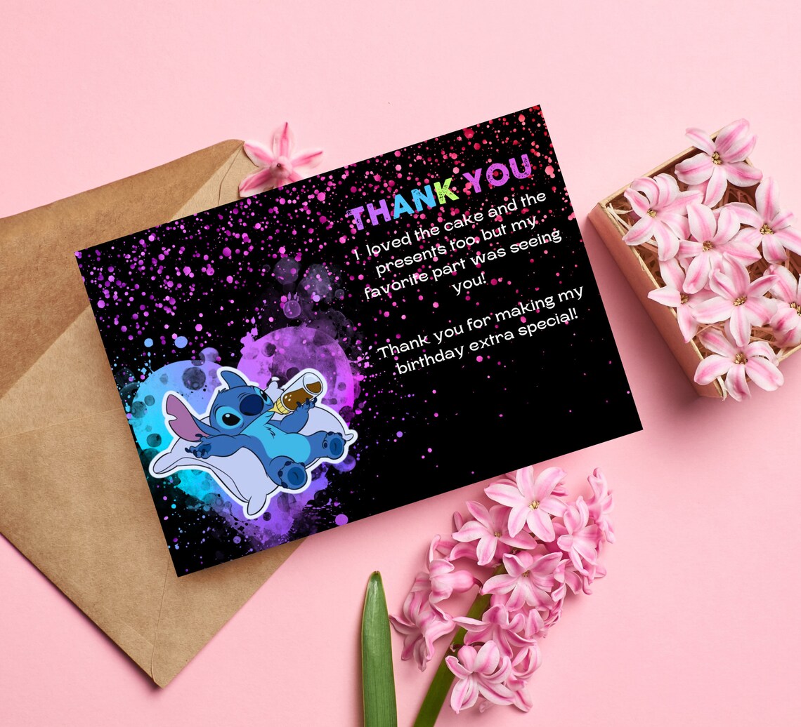 Stitch Sleepover Birthday Invitation Stitch Neon Slumber Party ...