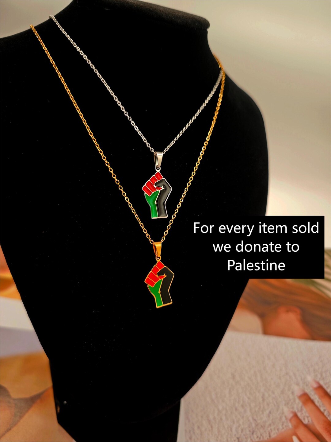 Palestine Necklace, Palestine Flag Colours Necklace, Muslim Gift ...