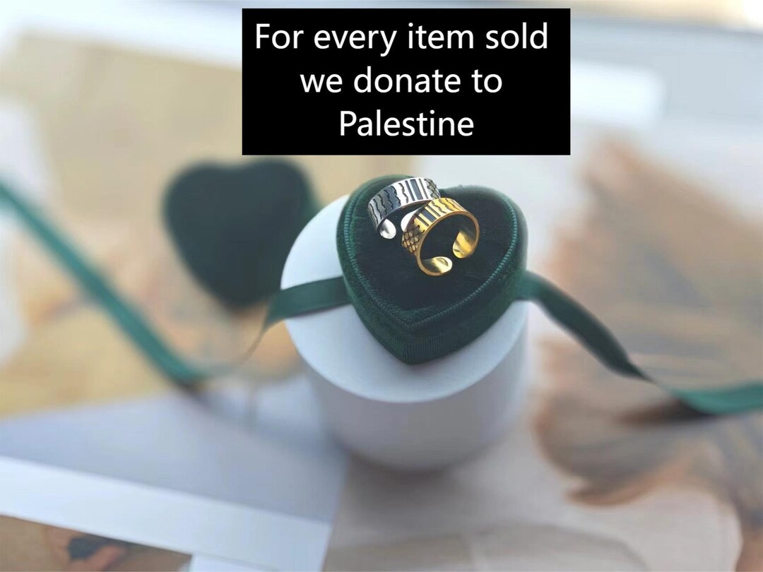 Palestine Ring With Box, Palestine Pattern Ring, Keffiyeh Ring ...